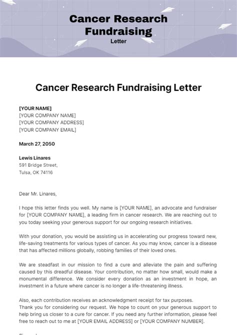 Cancer Benefit Letter Template