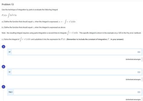 solved problem 13 use the technique of integration by parts
