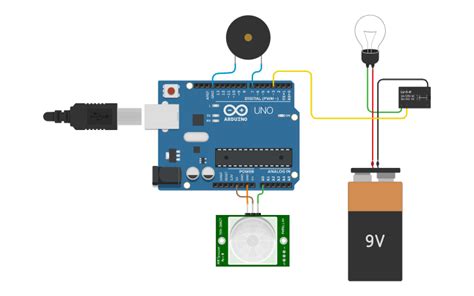 Circuit Design ระบบปิด เปิด ไฟด้วยระบบตรวจจับความเคลื่อนไหว Tinkercad
