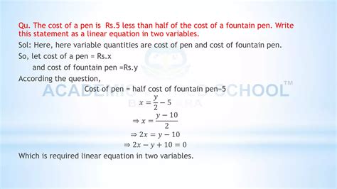 Class IX Linear Equations In Two Variables PPTX