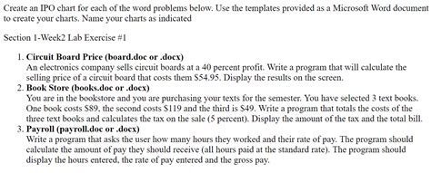 Solved Create The Ipo Chart For The Following On A