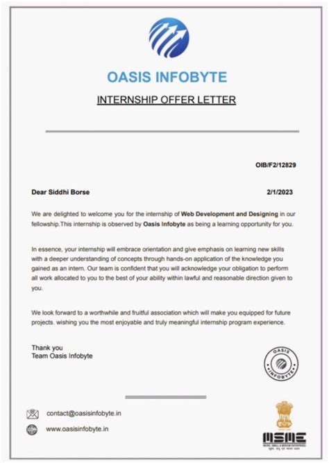 siddhi borse on linkedin work opportunity internship intern connections oasisinfobyte…