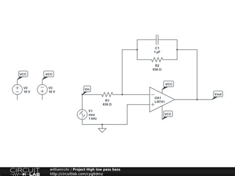 Project High Low Pass Bass Circuitlab