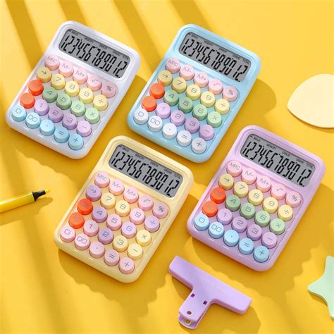 사무용 미니 귀여운 레트로 기계식 계산기 파스텔 컬러풀 에이블리