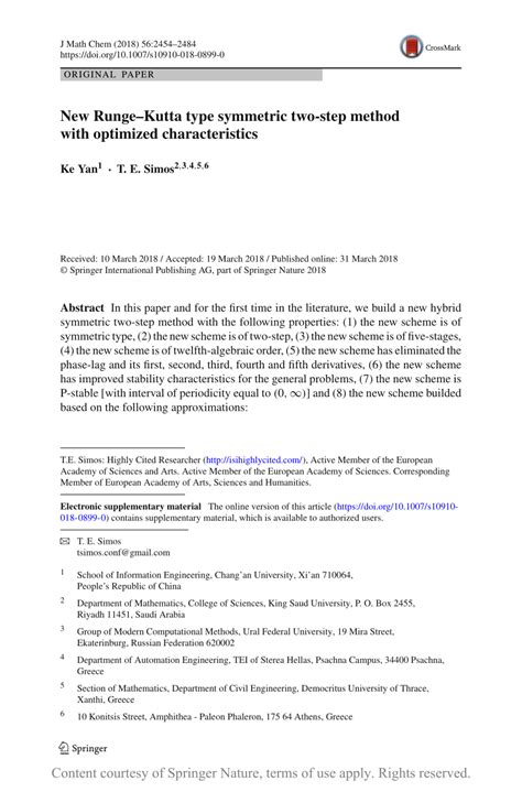New Rungekutta Type Symmetric Two Step Method With Optimized