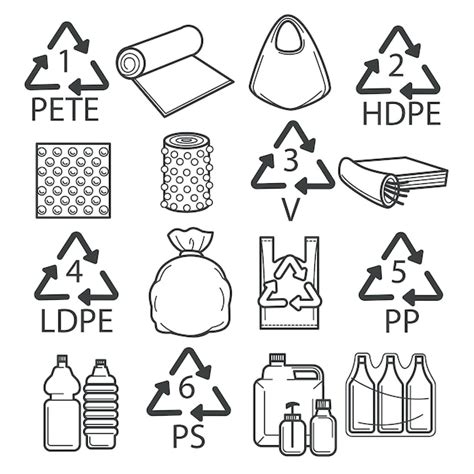 재활용 기호 플라스틱 포장 또는 포장 격리 아이콘 프리미엄 벡터