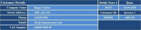Download UK VAT Debit Note Excel Template ExcelDataPro