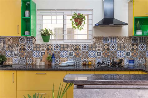 Moroccan Ceramic Multi Coloured Kitchen Tile Design Livspace