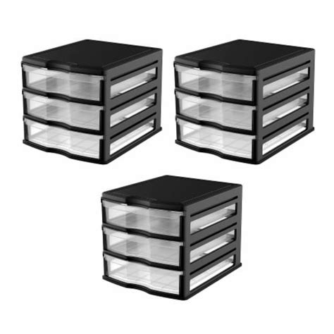 Life Story 3 Drawer Stackable Shelf Organizer Storage Drawers Black 3