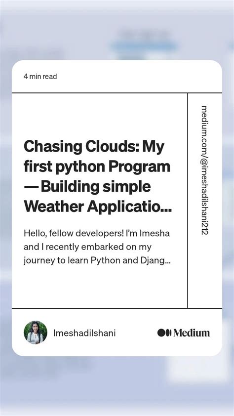 Imesha Dilshani On Linkedin 🌦️ Chasing Clouds My First Python Program Building A Simple