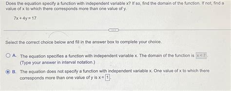 Solved Does The Equation Specify A Function With Independent