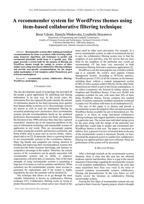 Pdf A Recommender System For Wordpress Themes Using Item Based