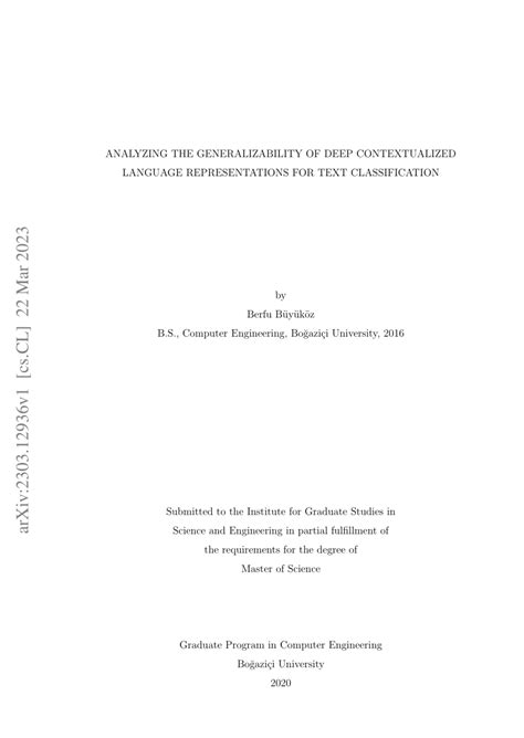 Pdf Analyzing The Generalizability Of Deep Contextualized Language Representations For Text