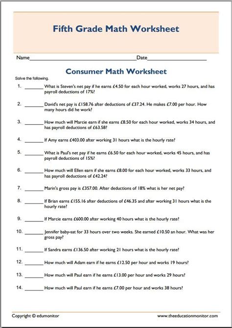 Printable Free Math Worksheets