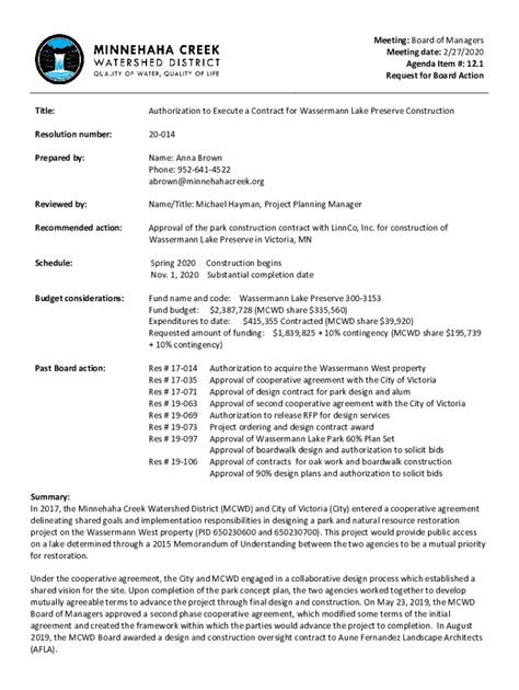 Fillable Online Wassermann Lake Park Interpretive Plan Fax Email Print