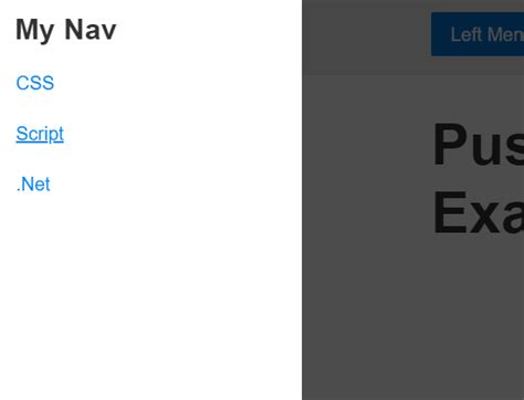 lightweight offcanvas push navigation in javascript pusha css script