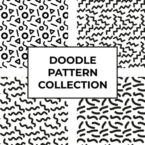 Doodle Geometric Pattern Collection With Squiggles Vector Background Illustration 24175126