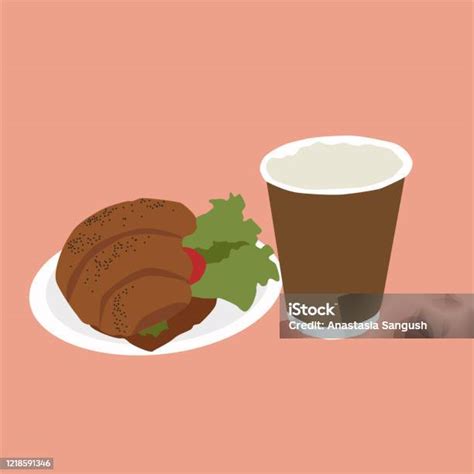 플랫 점심 배경 고립 벡터 그림입니다 커피 와 패스트 푸드 레스토랑 메뉴 개념에 대한 스톡 벡터 아트 및 기타 이미지 개념 건강한 식생활 격리 Istock