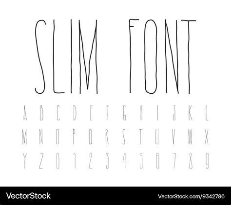 Simple Decorative Font Handwritten Slim Alphabet Vector Image