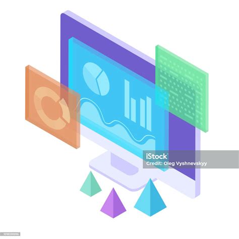노트북과 Infographics 데이터 분석 데이터 금융 그래프 또는 다이어그램입니다 3 차원 Isometric 그림입니다 0명에 대한 스톡 사진 및 기타 이미지 Istock