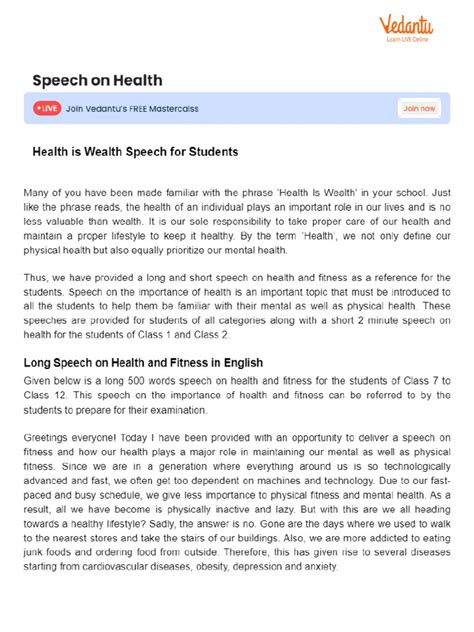 Speech On Health Pdf