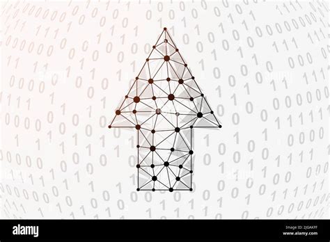 Up Arrow 3d Low Poly Symbol With Binary Code Background Growth Design
