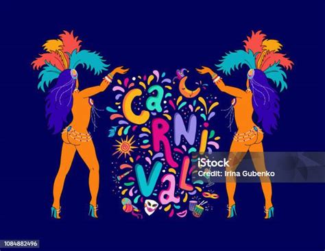 손으로 그린 카니발 문자 벡터 카니발 제목 요소와 화려한 파티 색종이 브라질 삼 바 Dansing Mardi Gras에 대한 스톡 벡터 아트 및 기타 이미지 Istock