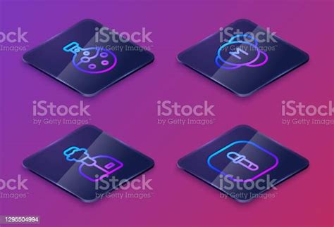 등분성 선 테스트 튜브 및 플라스크 실험실 조수 분자 및 파이펫을 설정합니다 파란색 정사각형 버튼 벡터 3차원 형태에 대한 스톡 벡터 아트 및 기타 이미지 Istock