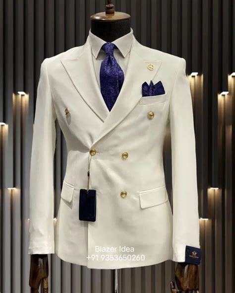 Off White Double Breasted Suit Mens Business Casual Outfits Cool