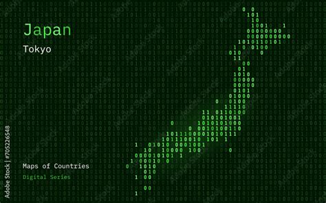 Japan Map Shown In Binary Code Pattern Tsmc Blue Matrix Numbers Zero