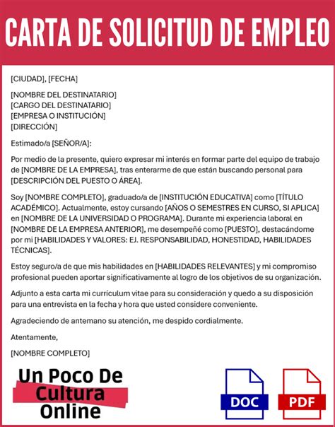 Modelo De Carta De Solicitud De Empleo Llenar Solicitud De Empleo En