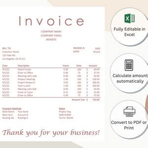 Invoice Template Download Excel Invoice Template Editable Invoice Excel Spreadsheet