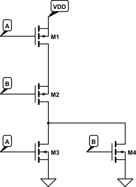 Transistors Understanding A CMOS Logic Gate With Strange Details Electrical Engineering