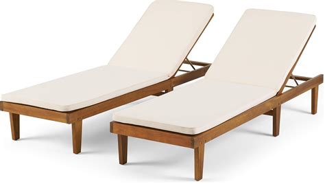 Christopher Knight Home Madge Oudoor Chaise Lounge With Cushion Set Of 2 Teak