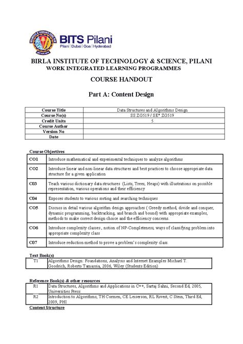 Ho Data Structures And Algorithms Design Flipped Birla Institute Of