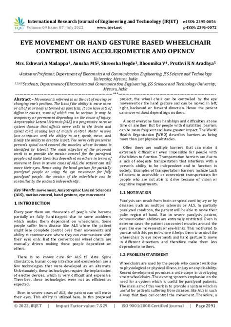 Pdf Eye Movement Or Hand Gesture Based Wheelchair Control Using Accelerometer And Opencv