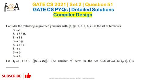 Gate Cs 2021 Set 2 Question 51 Gate Cs Solutions Gate Cs Pyqs Compiler Design Youtube