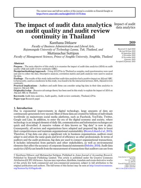 The Impact Of Audit Data Analytics On Audit Quality And Audit Review