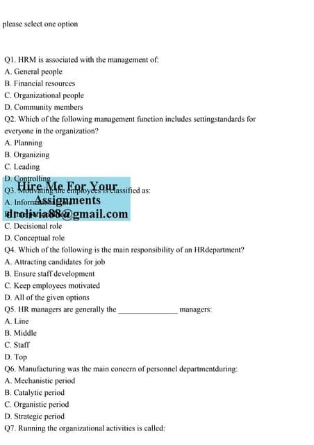 please select one option q1 hrm is associated with the manage pdf