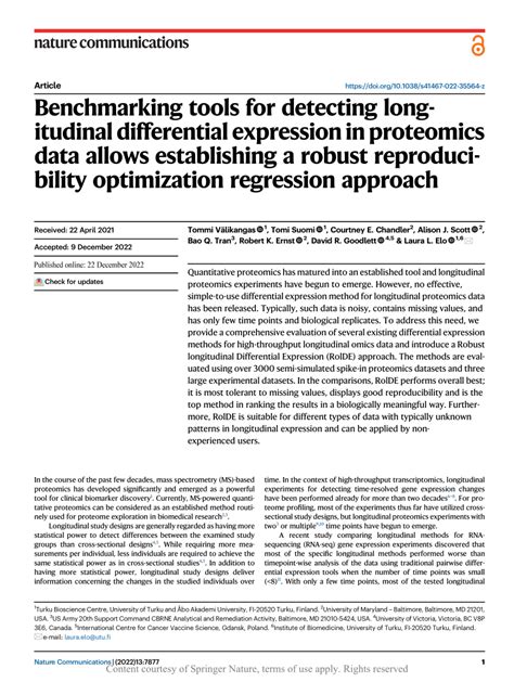 Pdf Benchmarking Tools For Detecting Longitudinal Differential