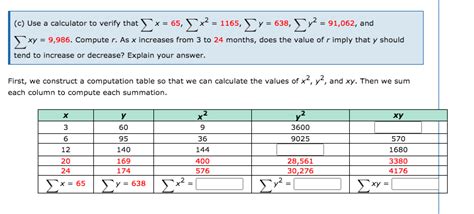 solved c use a calculator to verify that Σχ 65 Σx2