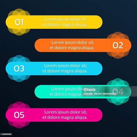 5 단계 옵션 또는 레벨 인포 그래픽 디자인 프레젠테이션 정보 브로셔 배너 워크플로 레이아웃을 위한 수직 타임라인 정보 그래픽 템플릿입니다 벡터 그림입니다 바에 대한 스톡