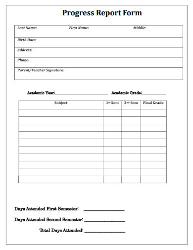 Free 30 Progress Form Samples In Pdf Free 30 Progress Form Samples In Pdf
