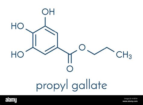 Propyl Gallate Antioxidant Food Additive Molecule Skeletal Formula