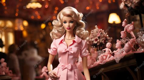 Premium Ai Image Portrait Of Barbie Doll In Pink Clothes And
