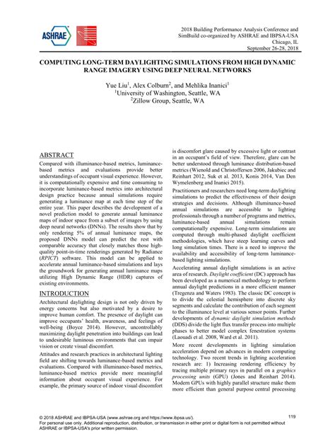 Pdf Computing Long Term Daylighting Simulations From High Dynamic Range Imagery Using Deep