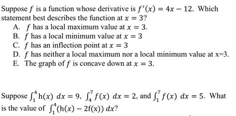 solved suppose f is a function whose derivative is f x