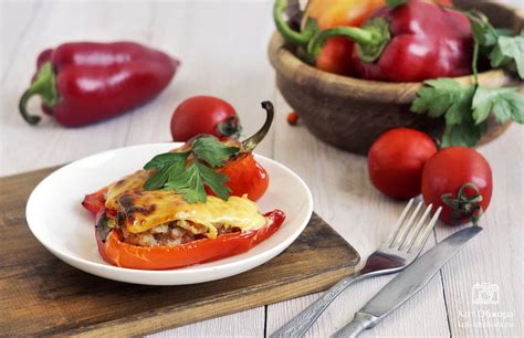 Фаршированный перец запечённый в духовке — пошаговый рецепт с фото