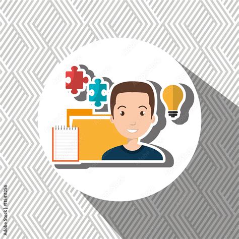 Man With Files Isolated Icon Design Vector Illustration Graphic Stock Vector Adobe Stock