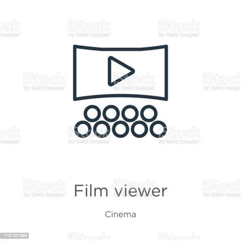 영화 뷰어 아이콘입니다 영화 컬렉션에서 흰색 배경에 격리 된 얇은 선형 필름 뷰어 개요 아이콘입니다 라인 벡터 필름 뷰어 기호